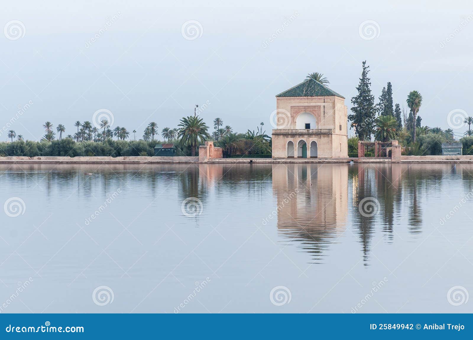 Pavillion on Menara Gardens at Marrakech, Morocco Stock Photo - Image ...