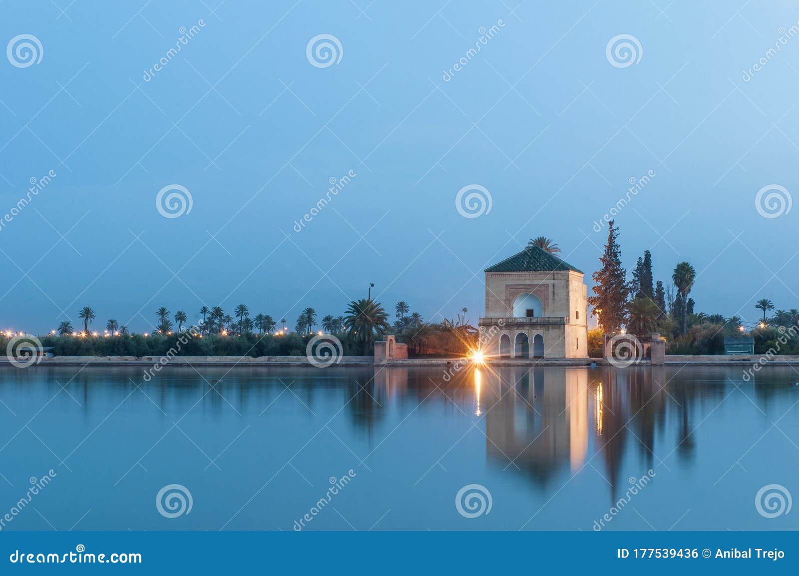 Pavillion on Menara Gardens at Marrakech, Morocco Stock Photo - Image ...