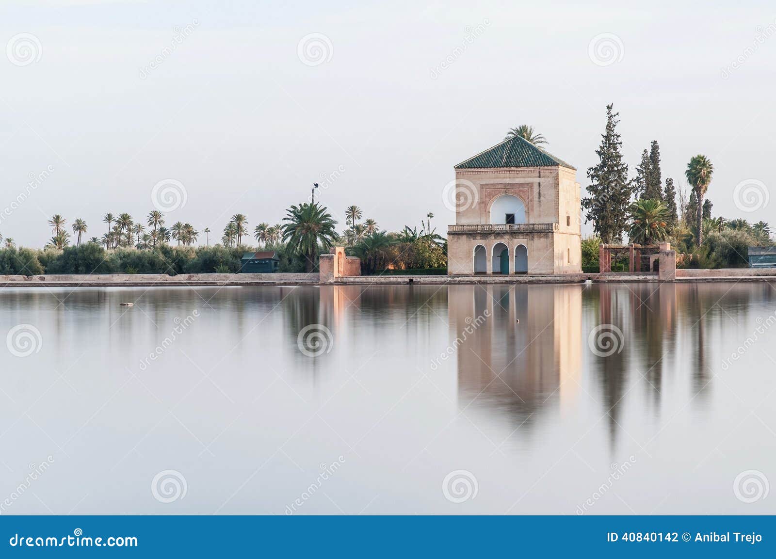 Pavillion on Menara Gardens at Marrakech, Morocco Stock Photo - Image ...