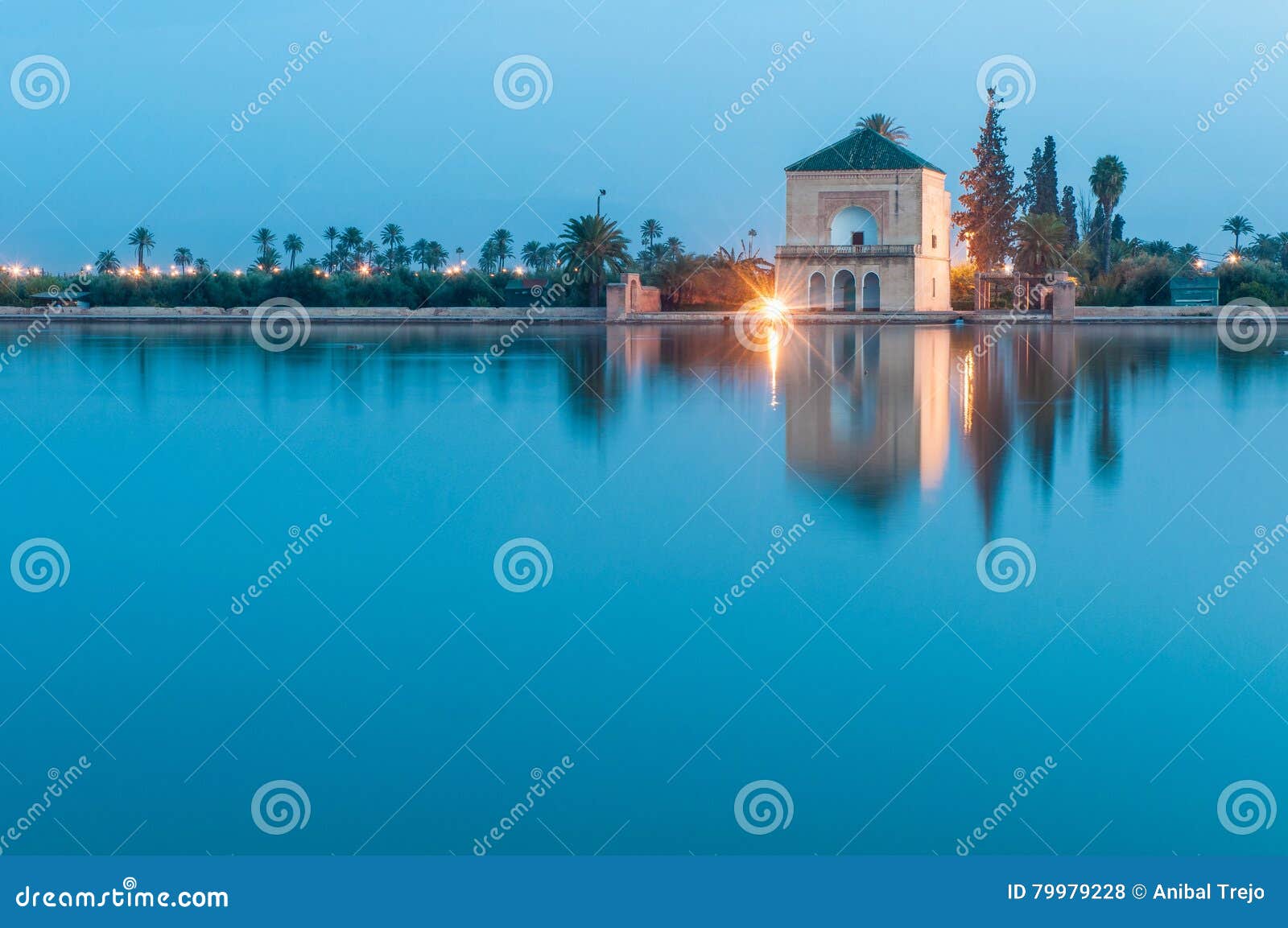 Pavillion on Menara Gardens at Marrakech, Morocco Stock Photo - Image ...