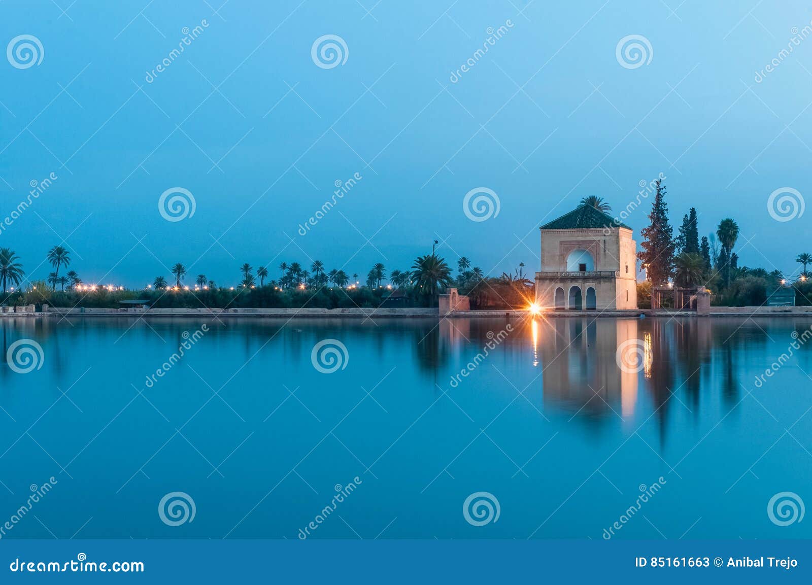 Pavillion on Menara Gardens at Marrakech, Morocco Stock Image - Image ...