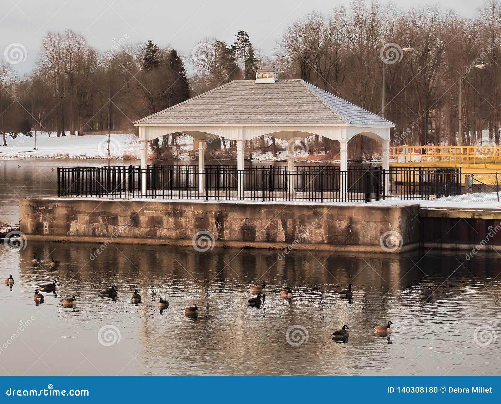 Pavillion on the Oswego River Stock Photo - Image of sunrise, village ...