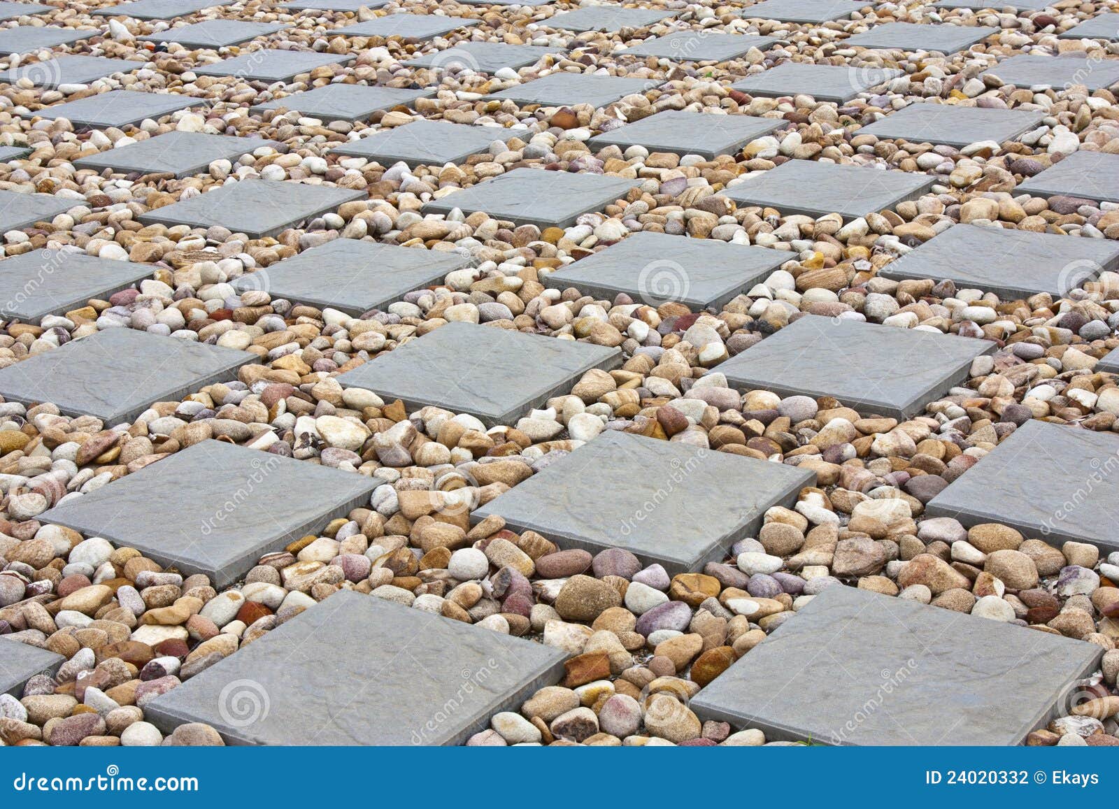 Paving, Square Pavers with Round Small Stone in the Middle Stock Photo ...