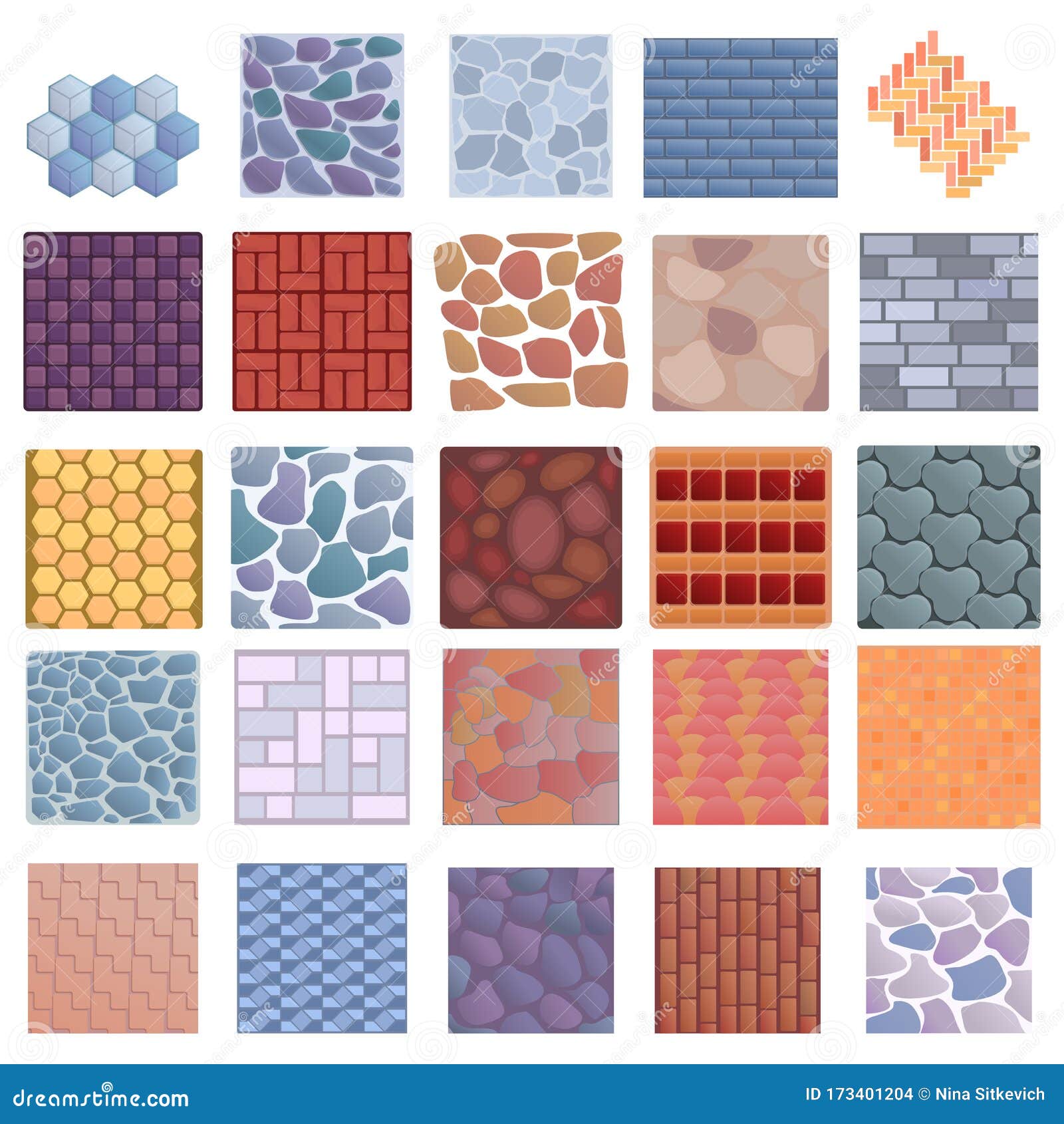 Paving Icons Set, Cartoon Style Stock Vector - Illustration of ground ...