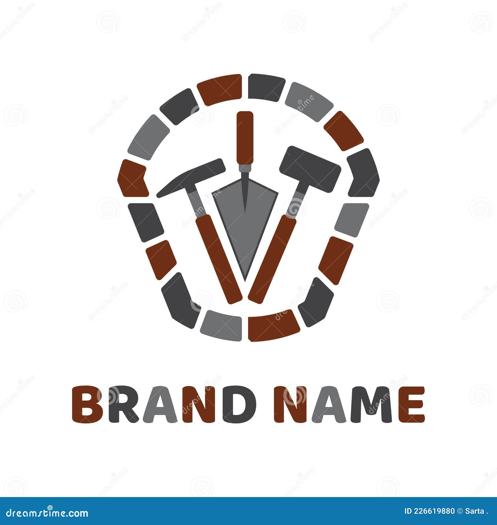 Paving Logo Template with Pavers Tool and Brick Stock Vector ...