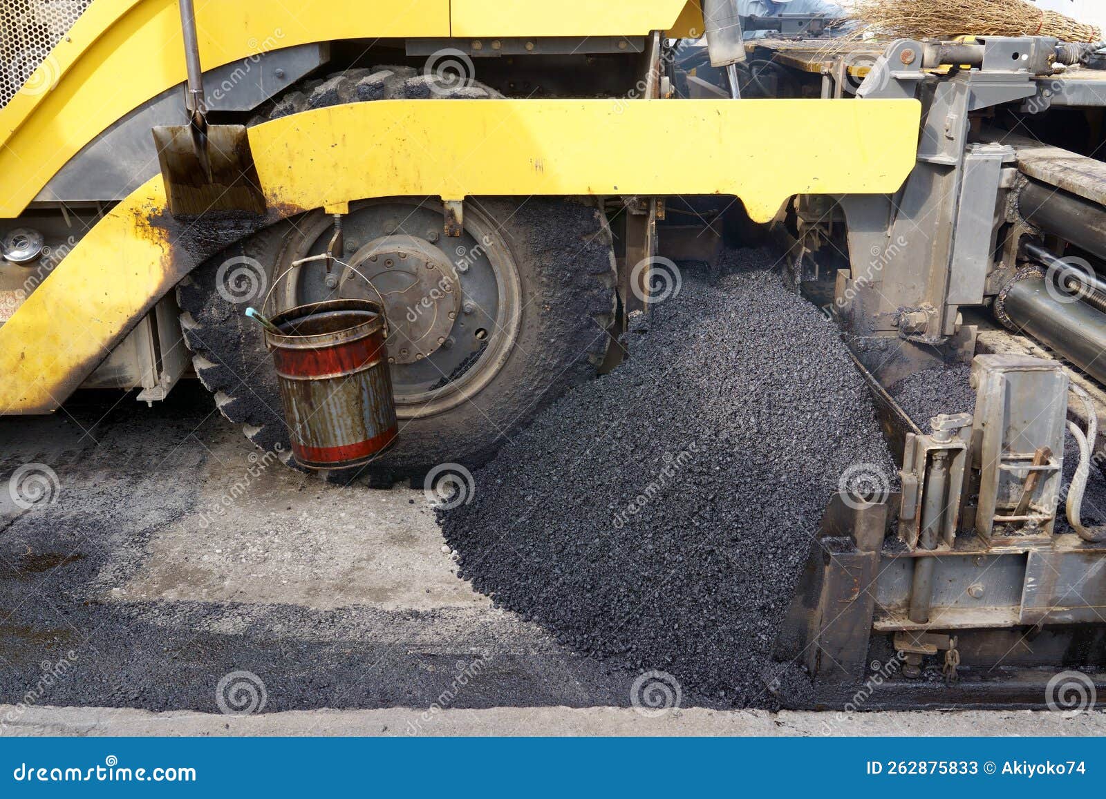 Paving Machine Placing a Layer of Asphalt Stock Image - Image of ...
