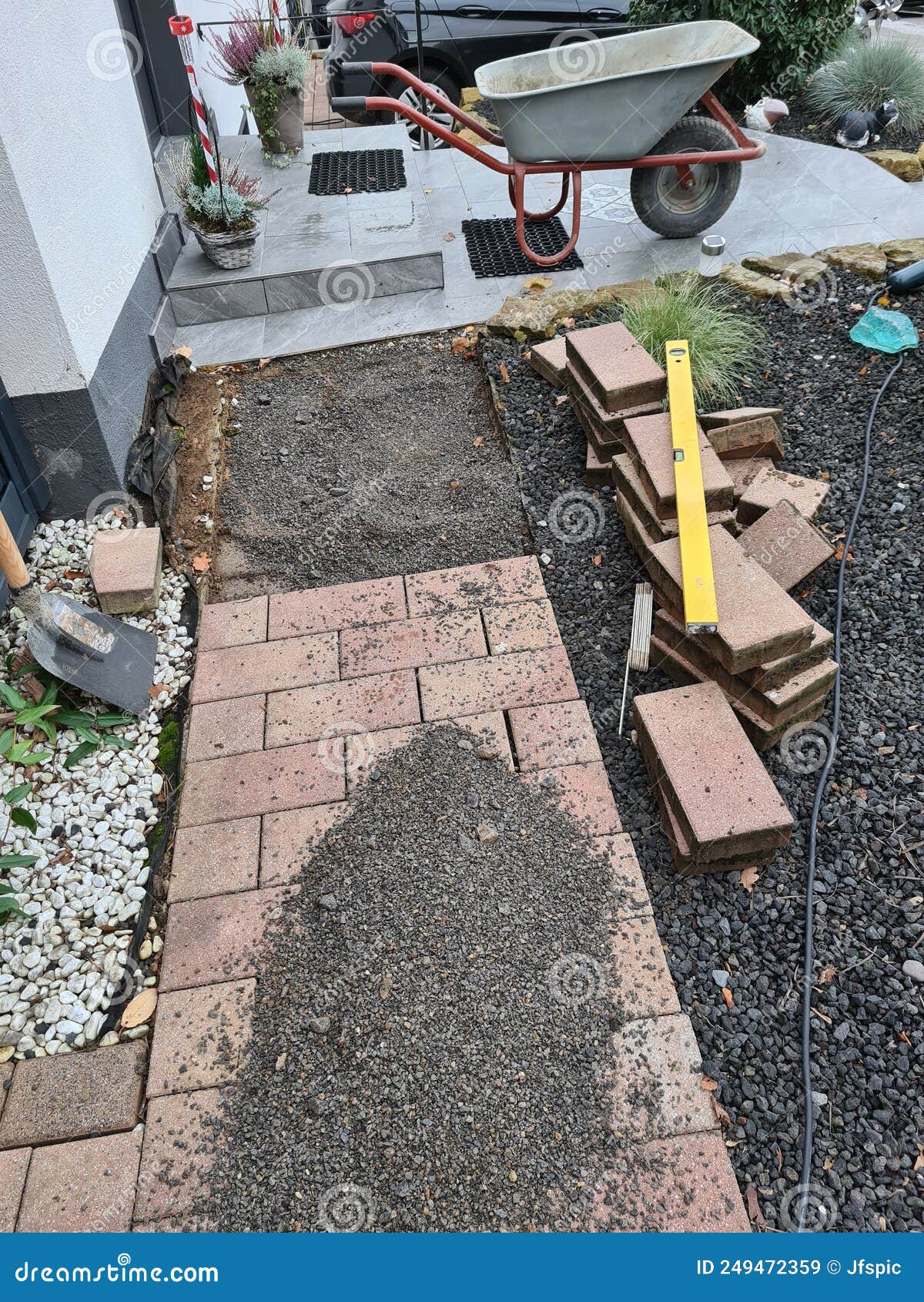 Paving with Natural Stone stock image. Image of street - 249472359