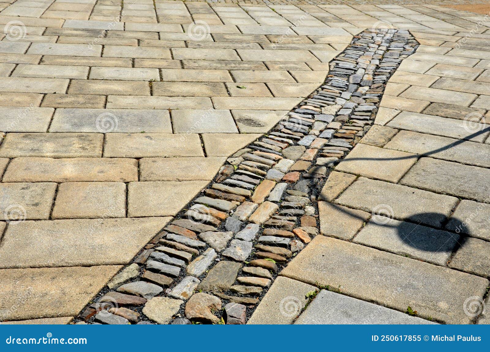 Paving of Rectangular Tiles is Divided by a Different Texture of ...