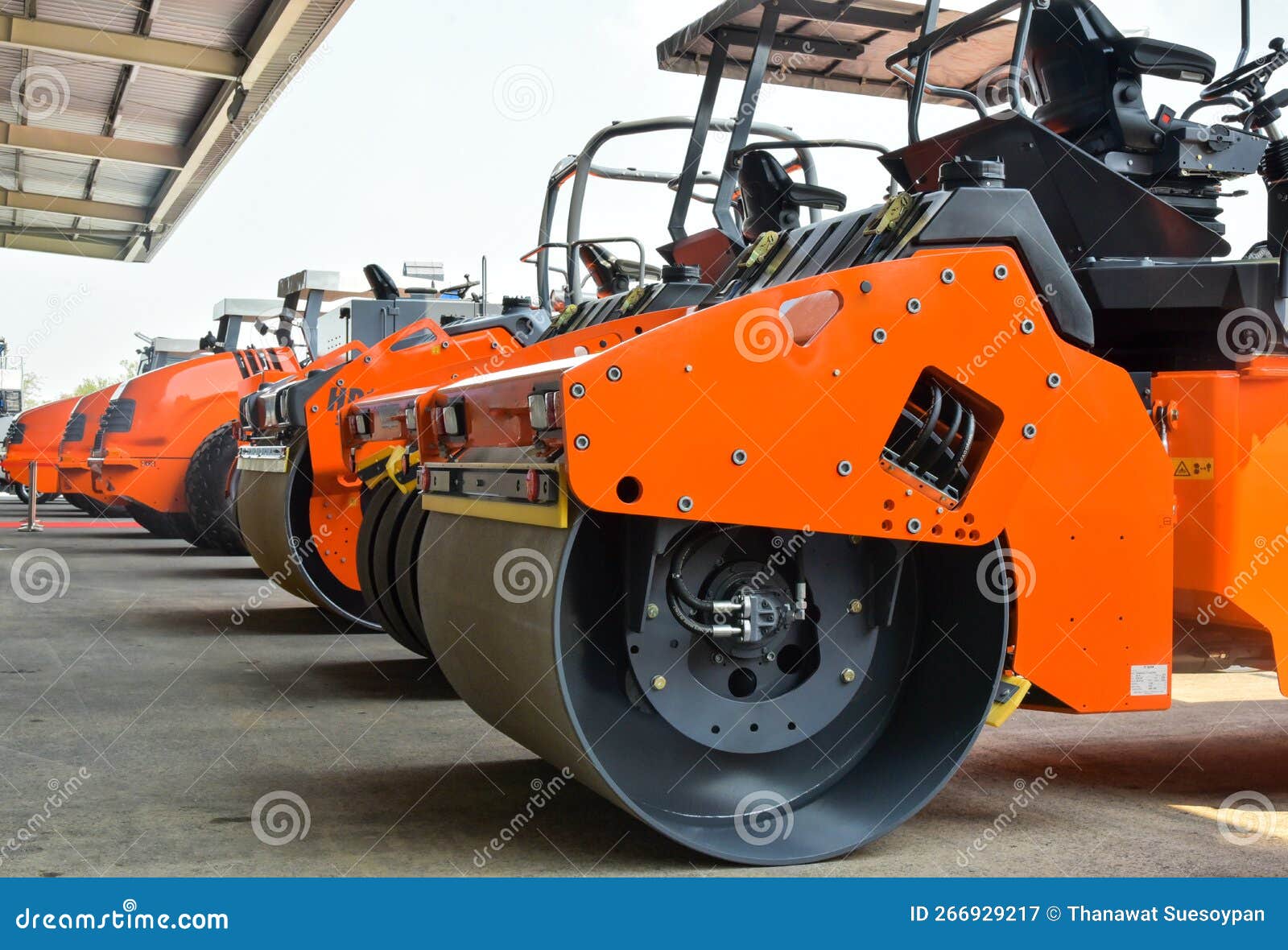 Paving Roller Compactor for Road Works in the Construction Site. Stock ...