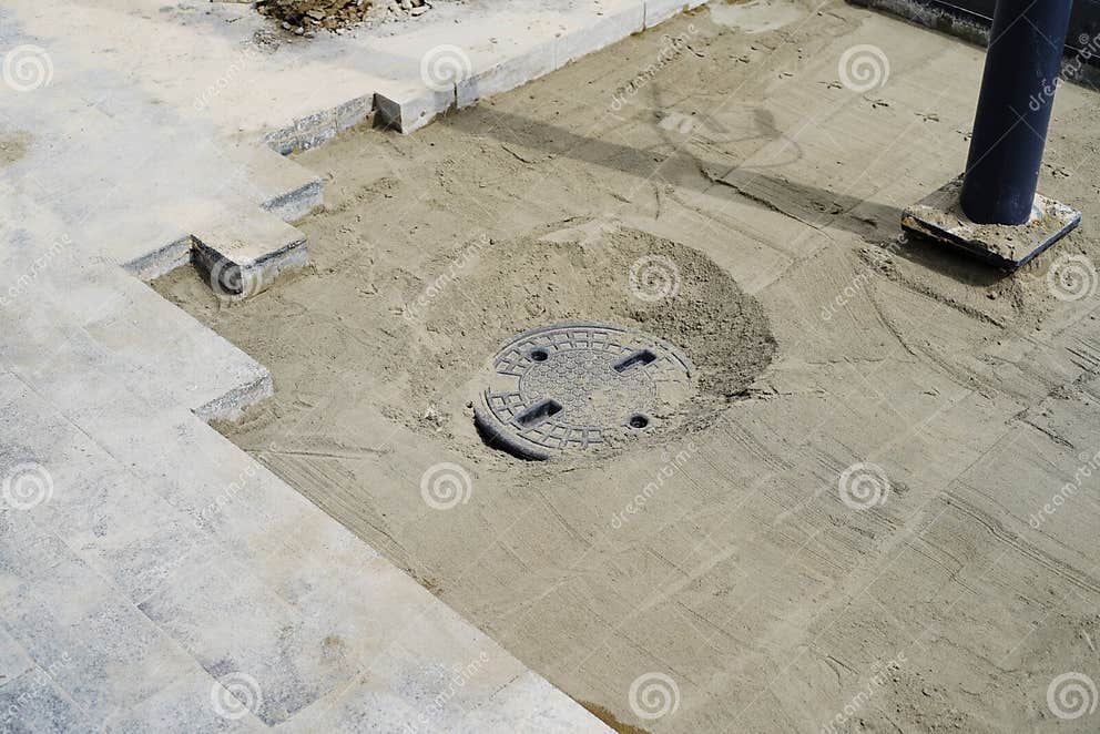 Paving of Sidewalks from Granite. the Process of Laying Paving Stones ...