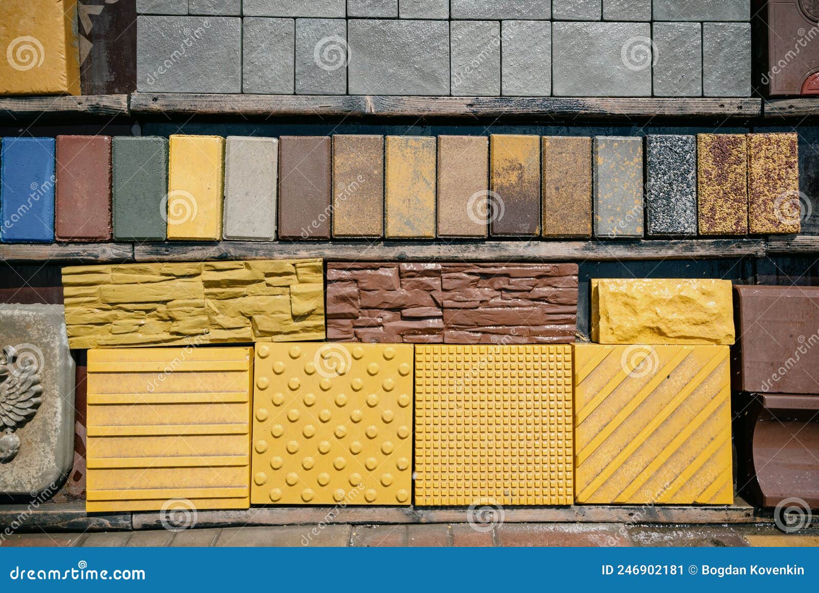 Paving Slabs of Different Colors and Shapes.Decorative Cobblestones are ...