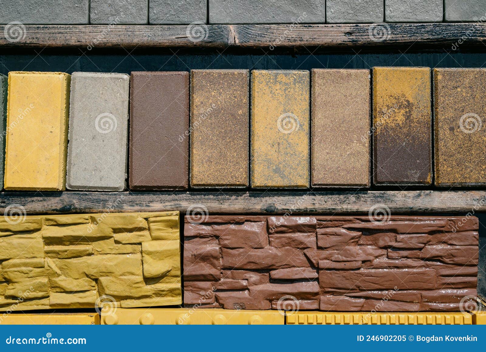 Paving Slabs of Different Colors and Shapes.Decorative Cobblestones are ...