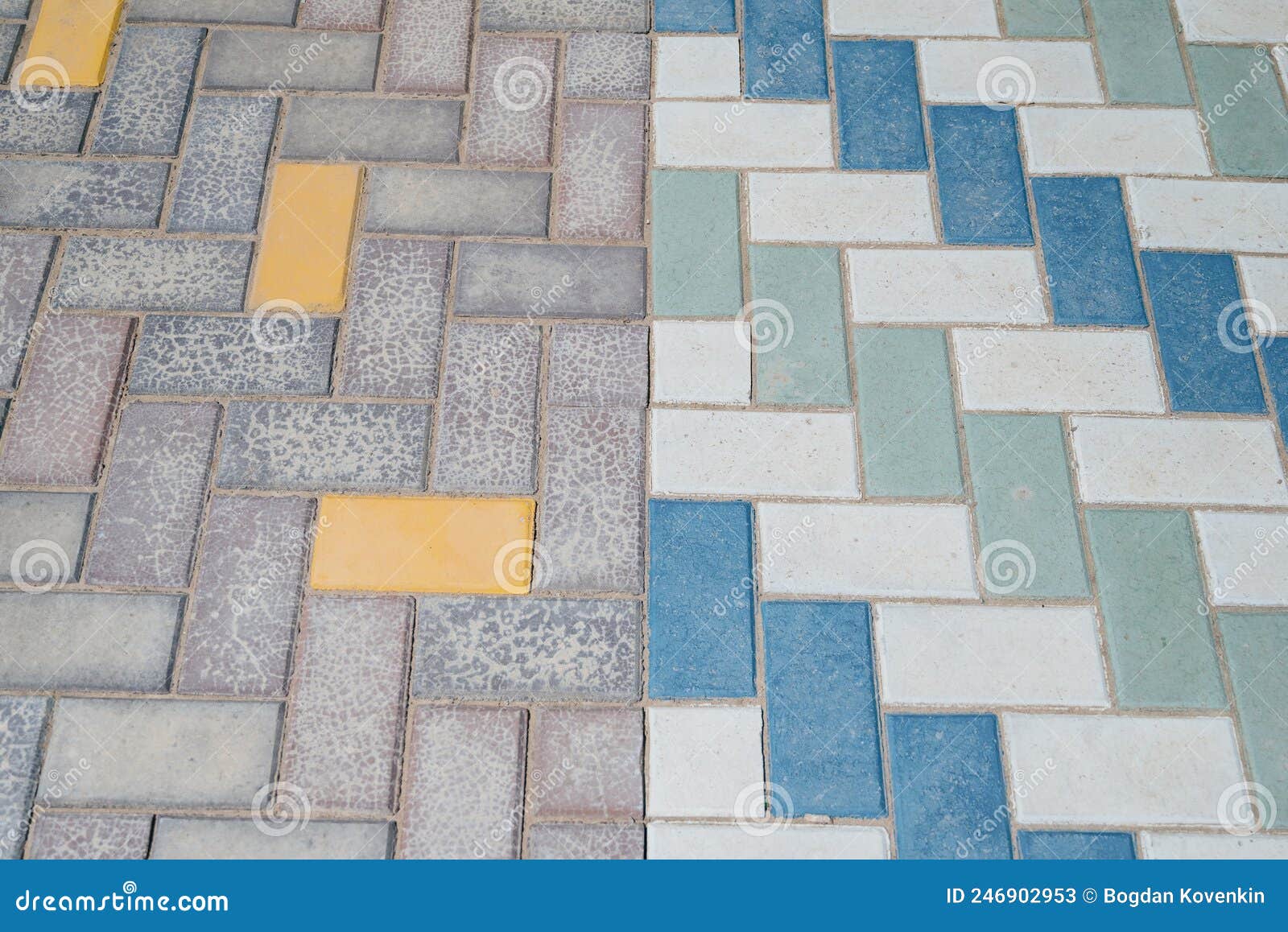 Paving Slabs of Different Colors and Shapes.Decorative Cobblestones are ...