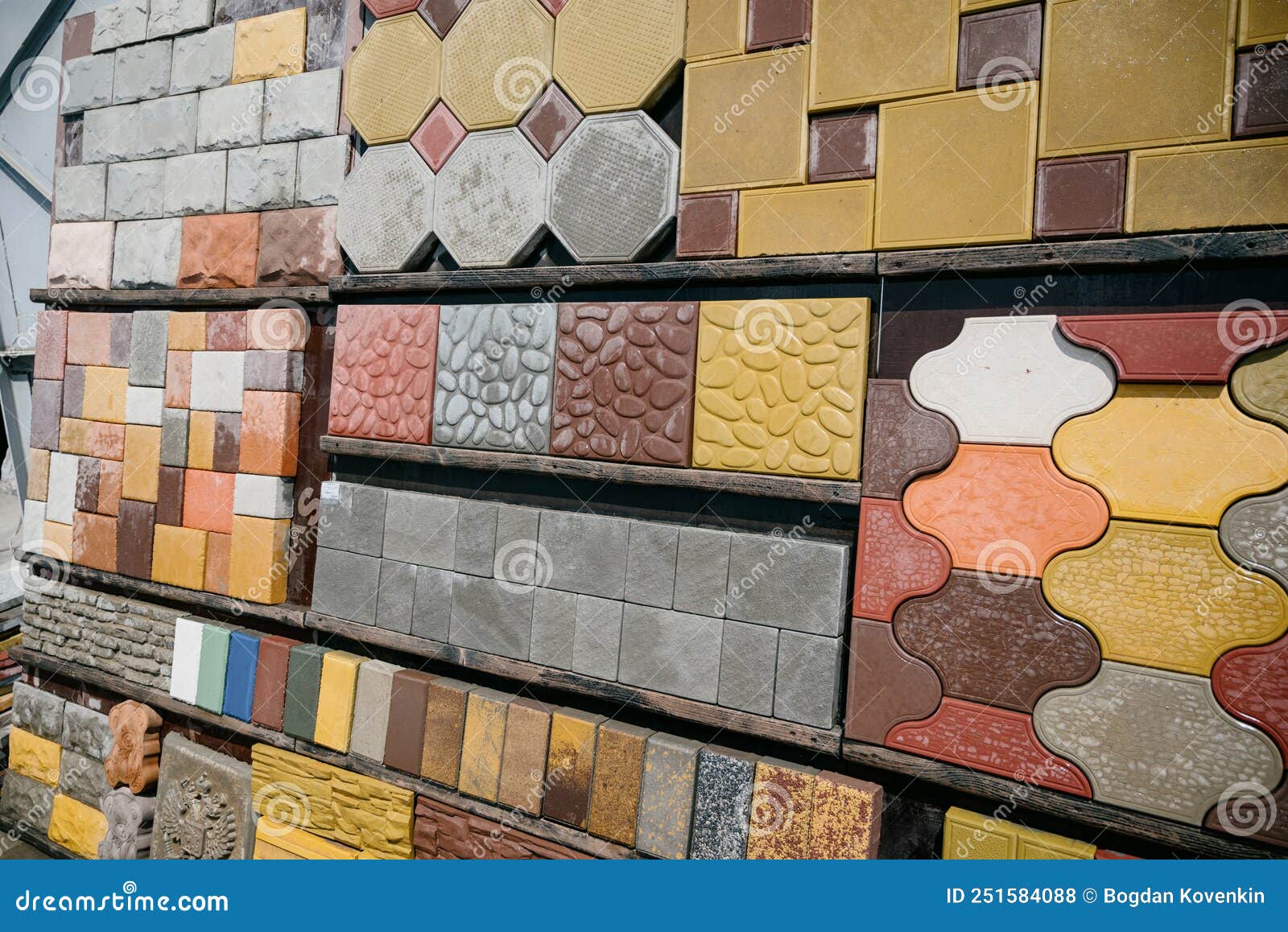 Paving Slabs of Different Colors and Shapes.Decorative Cobblestones are ...
