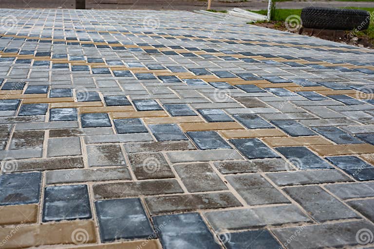 Paving Slabs of Different Colors and Shapes.Texture of Different ...