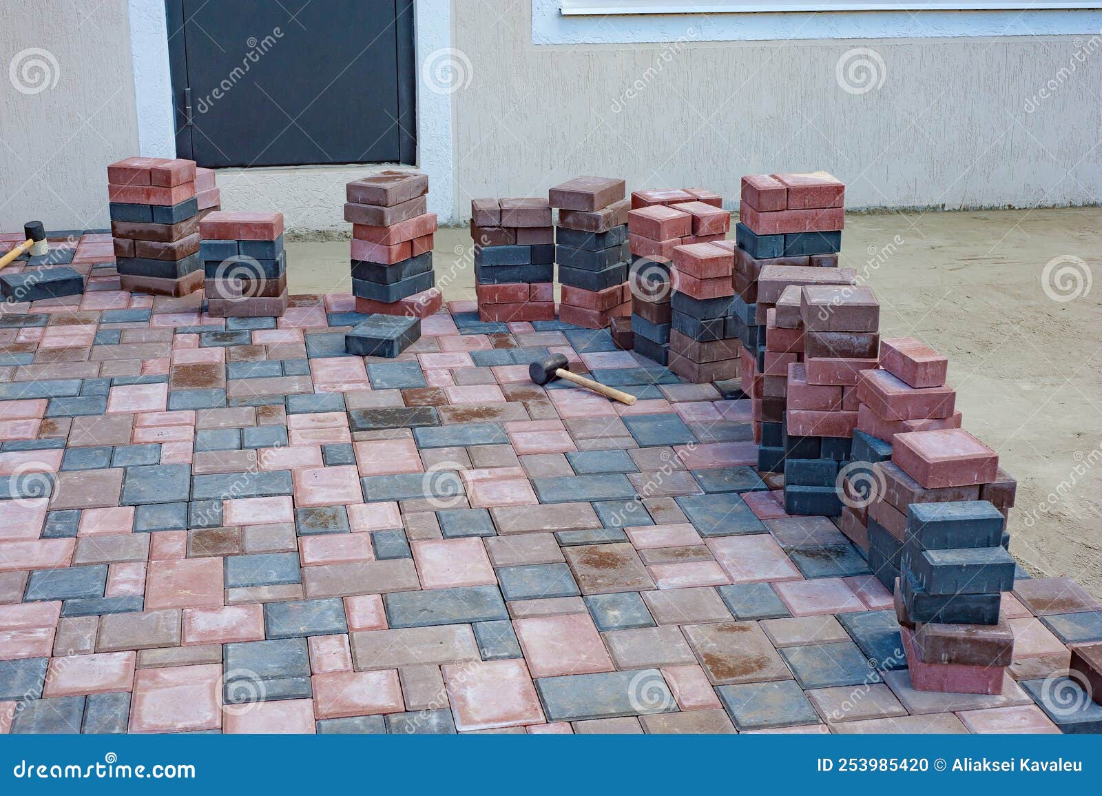 Paving Slabs of Different Colors and Shapes.Texture of Different ...