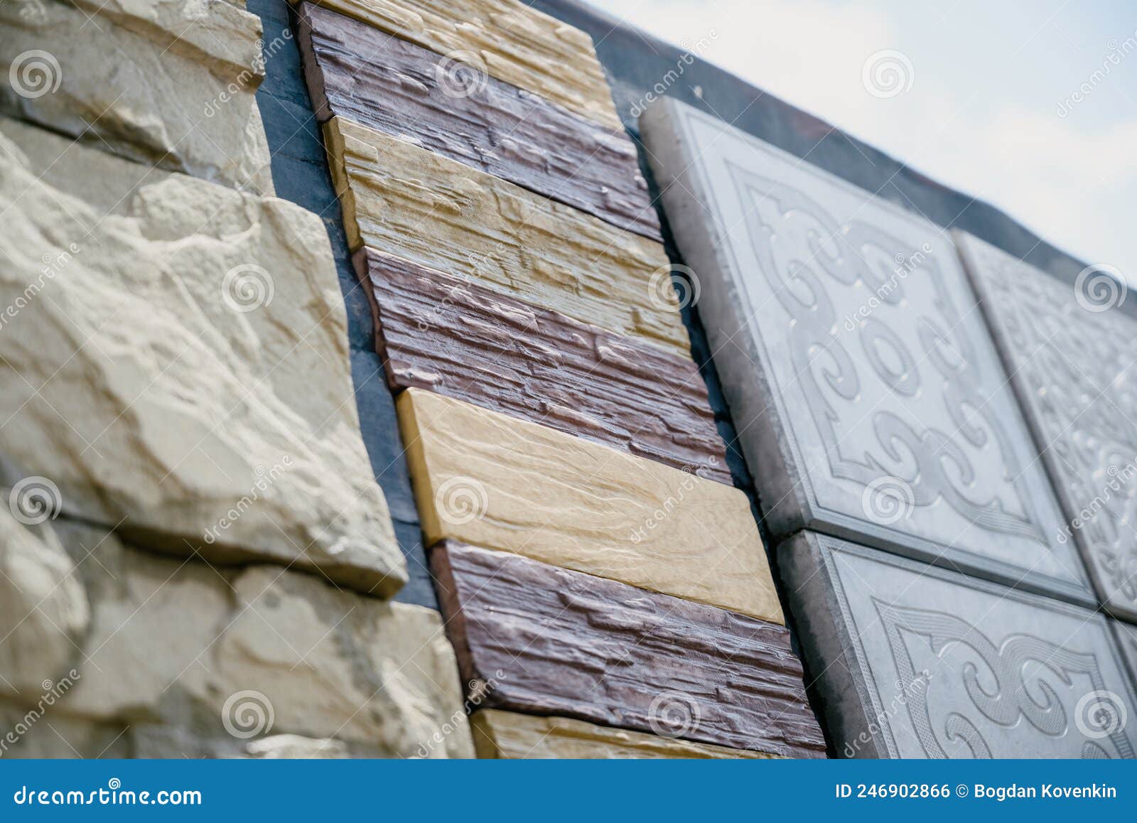 Paving Slabs of Different Colors and Shapes.Decorative Cobblestones are ...