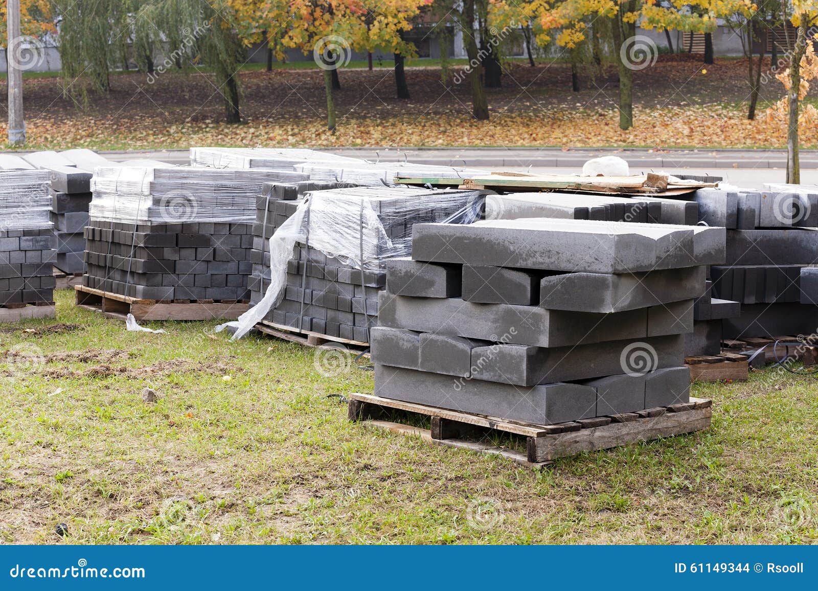 Paving slabs on a pallet stock photo. Image of delivered - 61149344