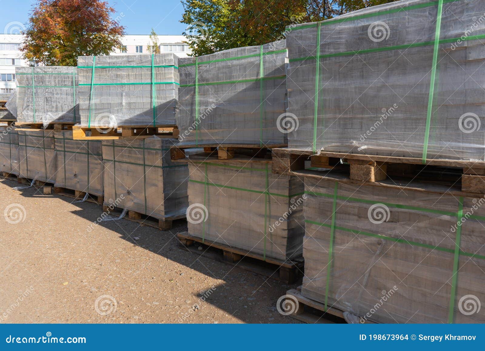 Paving Slabs on Pallets before Starting Work Stock Photo - Image of ...