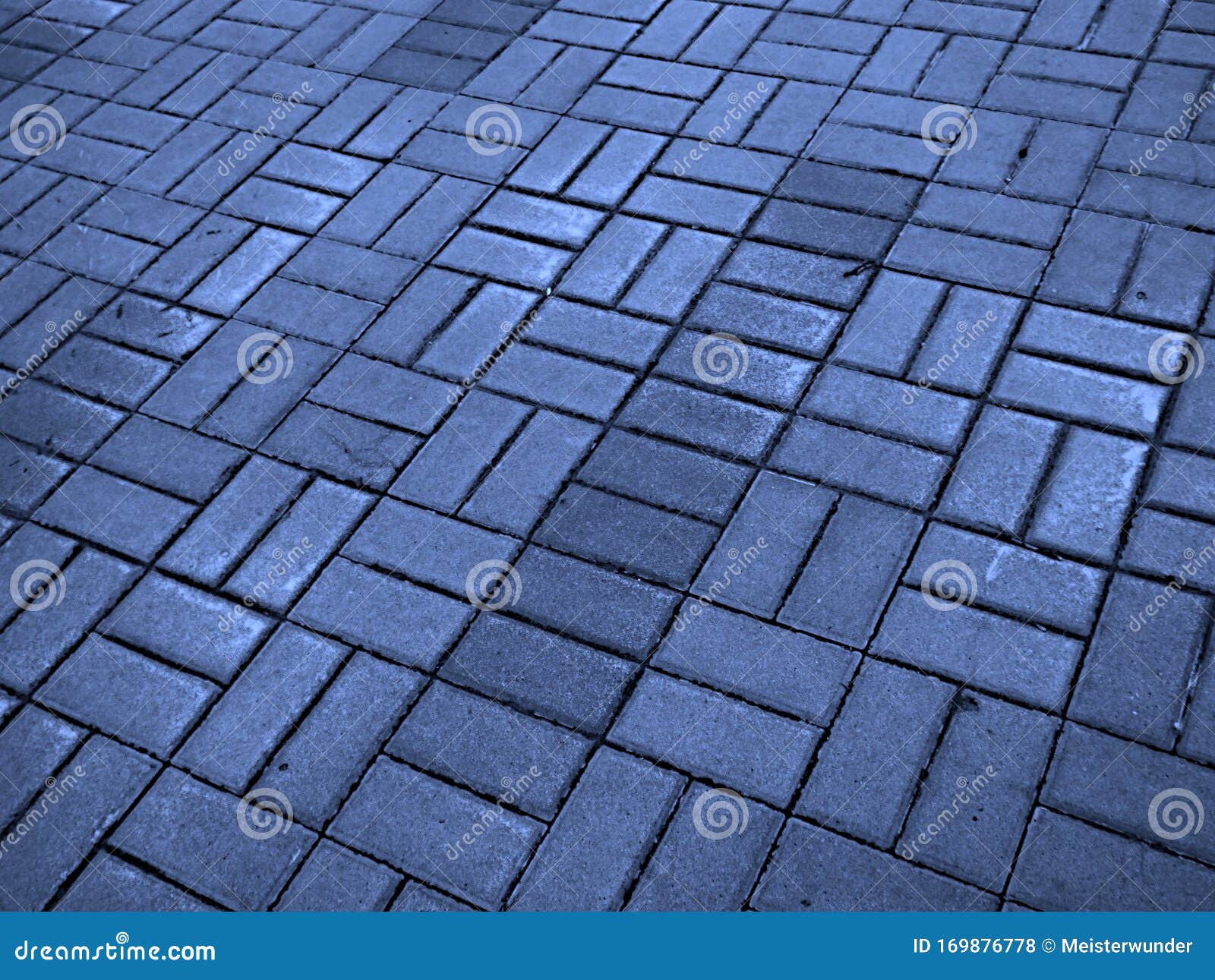 Paving Slabs in Perspective in Blue, Background Stock Photo - Image of ...