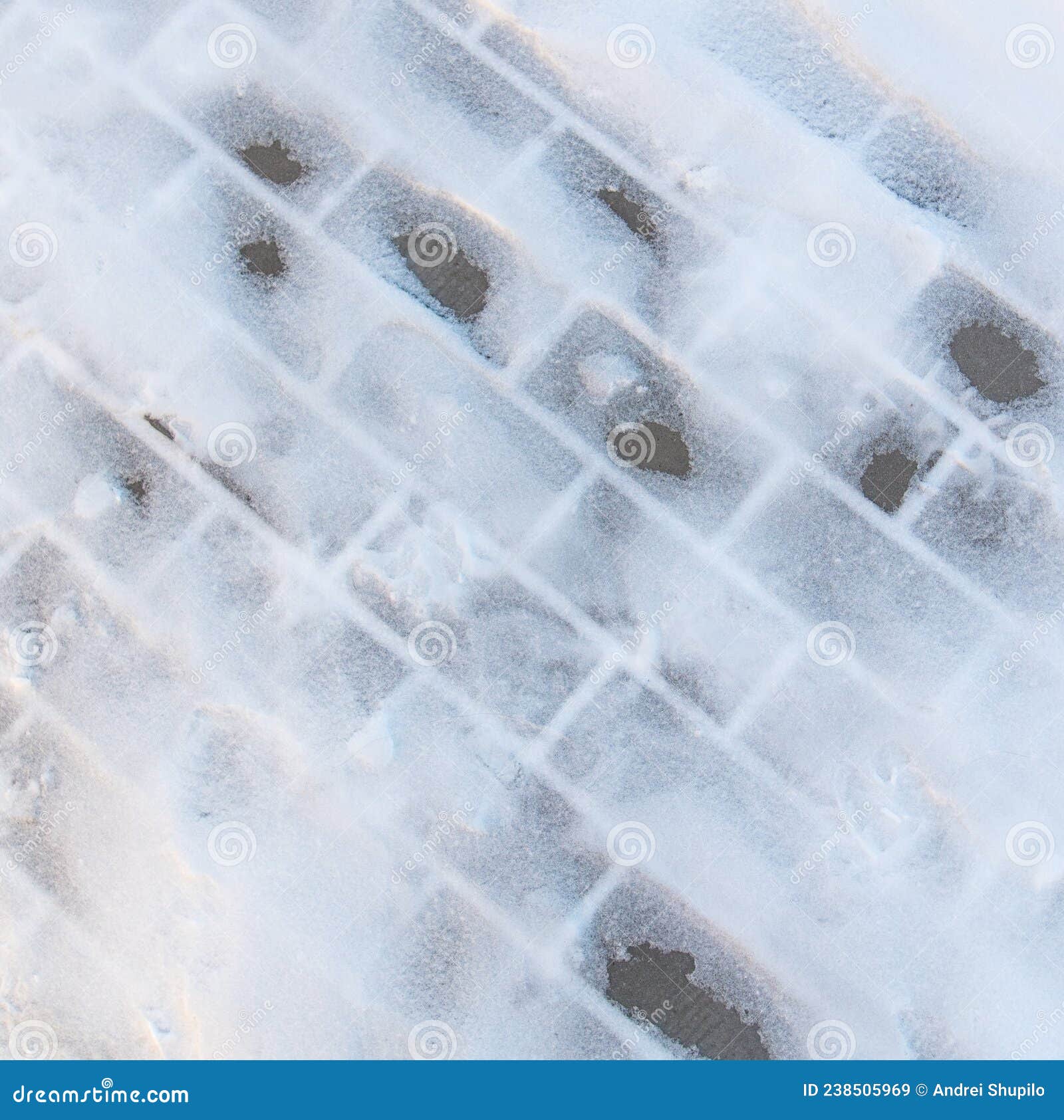 Paving Slabs in the Snow in Winter. Stock Image - Image of tile, cold ...