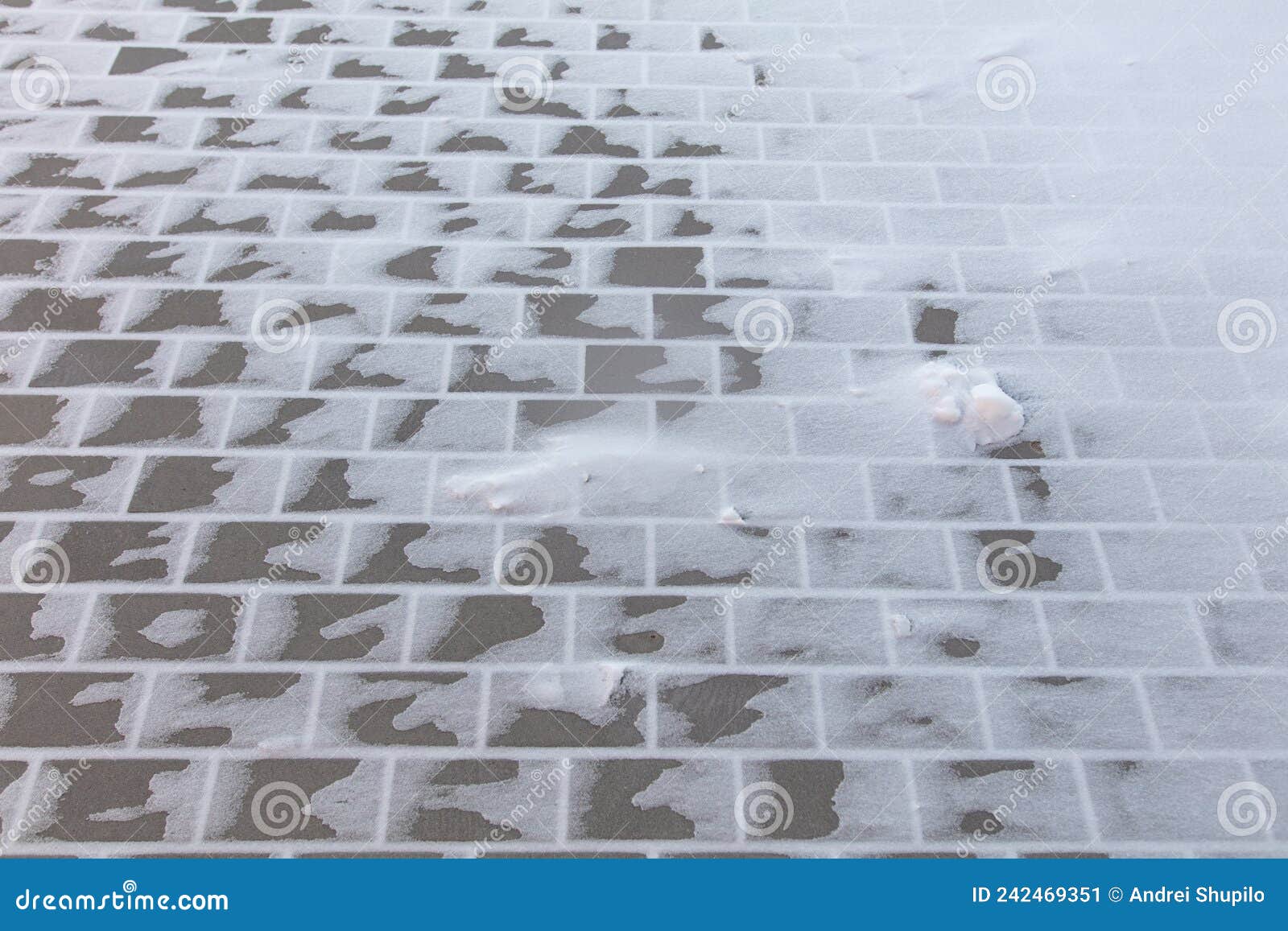 Paving Slabs in the Snow in Winter. Stock Image - Image of abstract ...