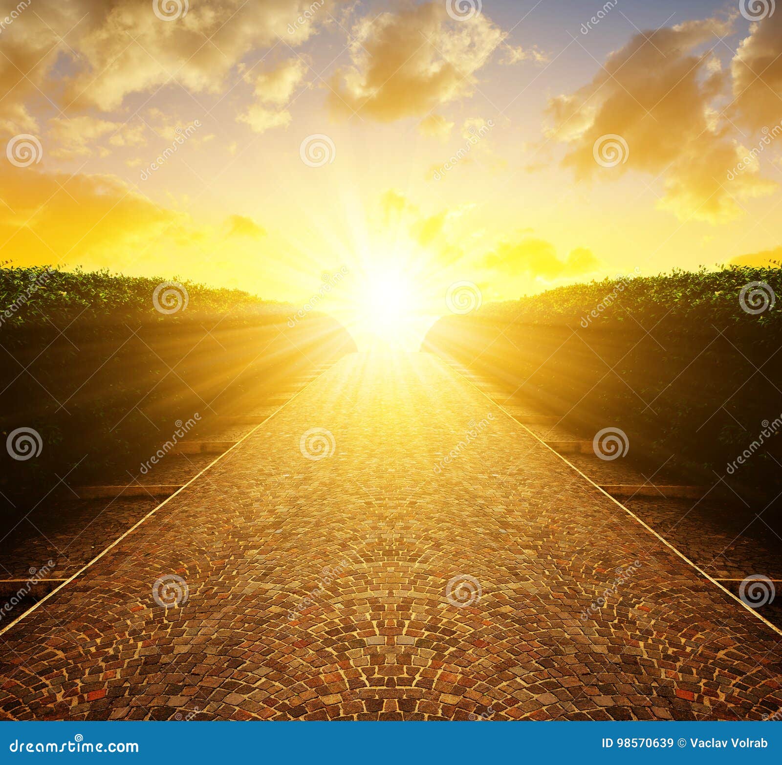Paving stone path. stock image. Image of cobble, outdoor - 98570639