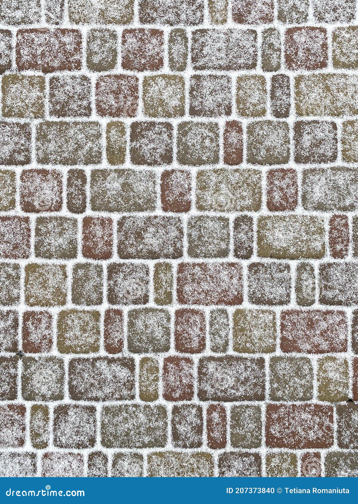 Paving Stone Texture Covered with First Snow. Stock Photo - Image of ...