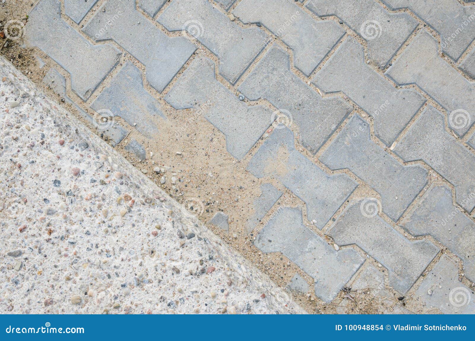 Paving Stones and Concrete Cover on a Footpath Stock Photo - Image of ...