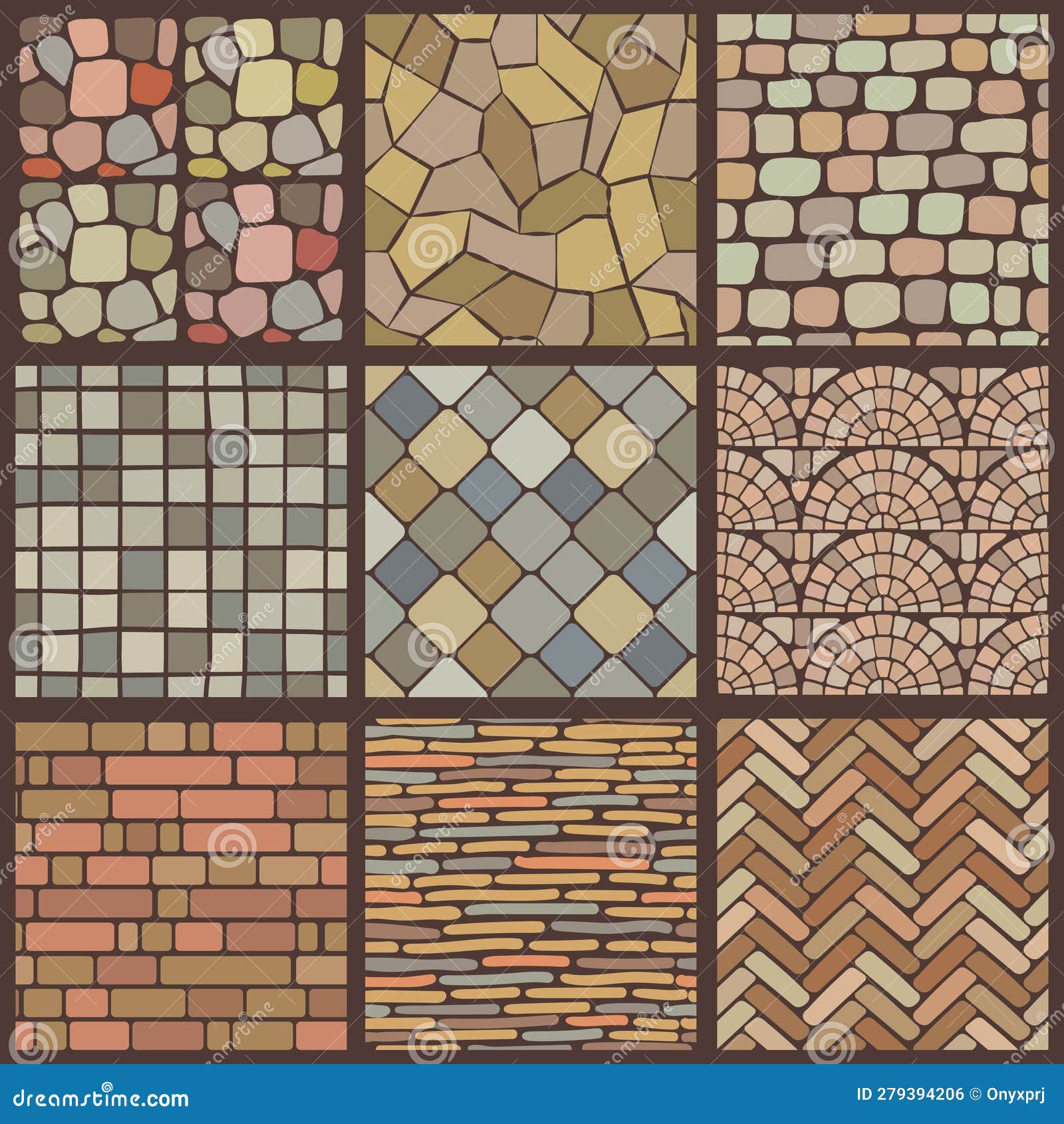Paving Textures. Seamless Pattern of Pavement Stones Recent Vector Wall ...