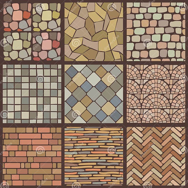 Paving Textures. Seamless Pattern of Pavement Stones Recent Vector Wall ...