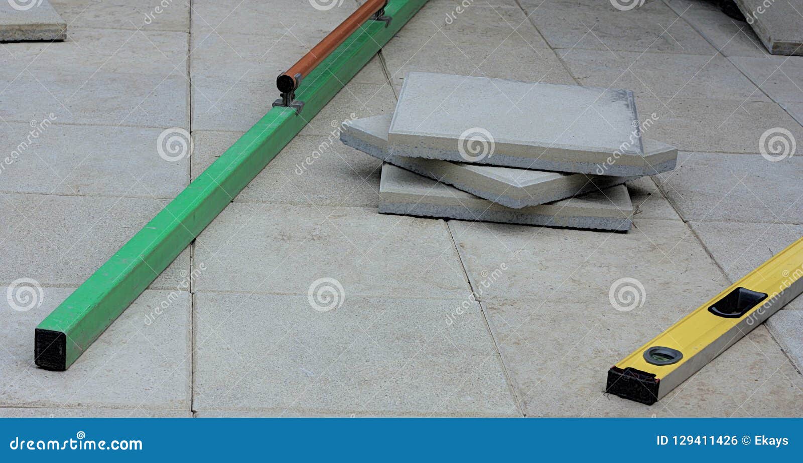 Paving and Tools for the Trade Stock Photo - Image of sand, level ...