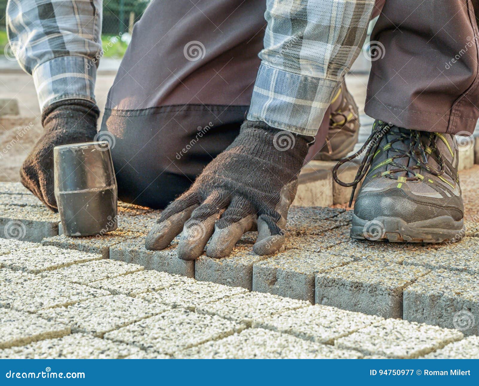 Paving work stock image. Image of arrangement, paver - 94750977