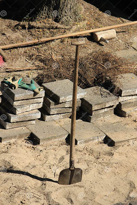 Pavior at work stock photo. Image of worker, path, craftsman - 101055282