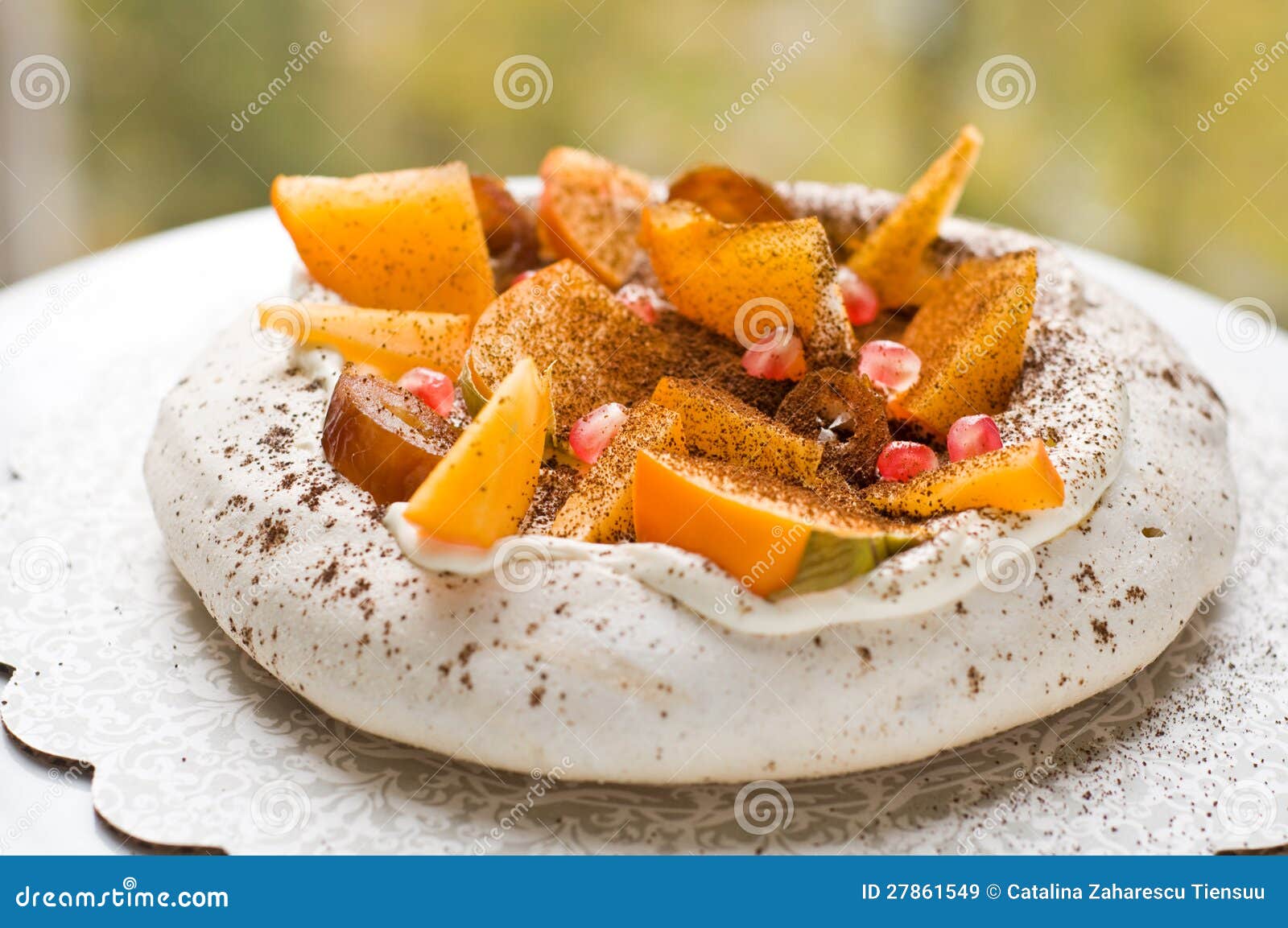 Pavlova Cake with Exotic Fruits Stock Image - Image of cuisine, coffee ...