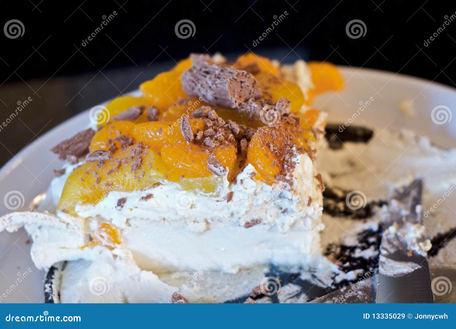Pavlova slice stock image. Image of cake, chocolate, mandarin - 13335029