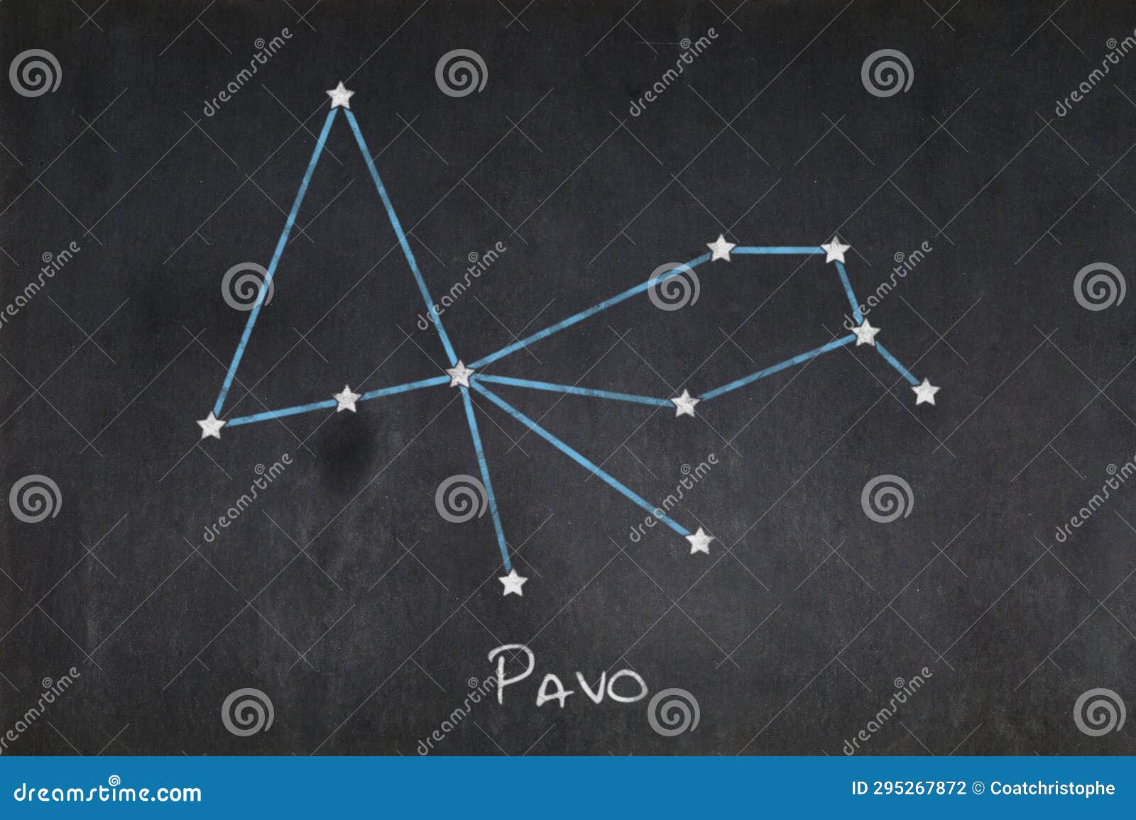 Pavo Constellation Drawn on a Blackboard Stock Photo - Image of frame ...