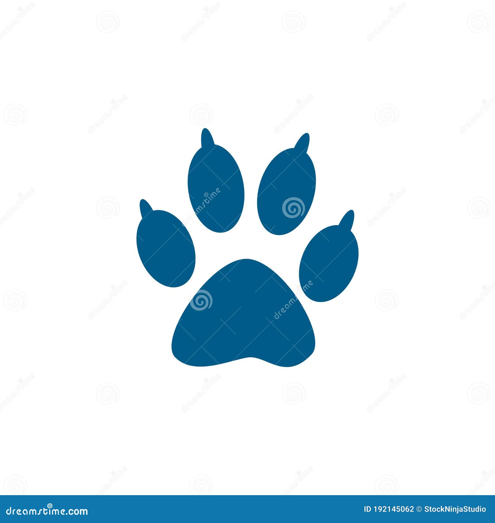 Paw Blue Icon on White Background. Blue Flat Style Vector Illustration ...