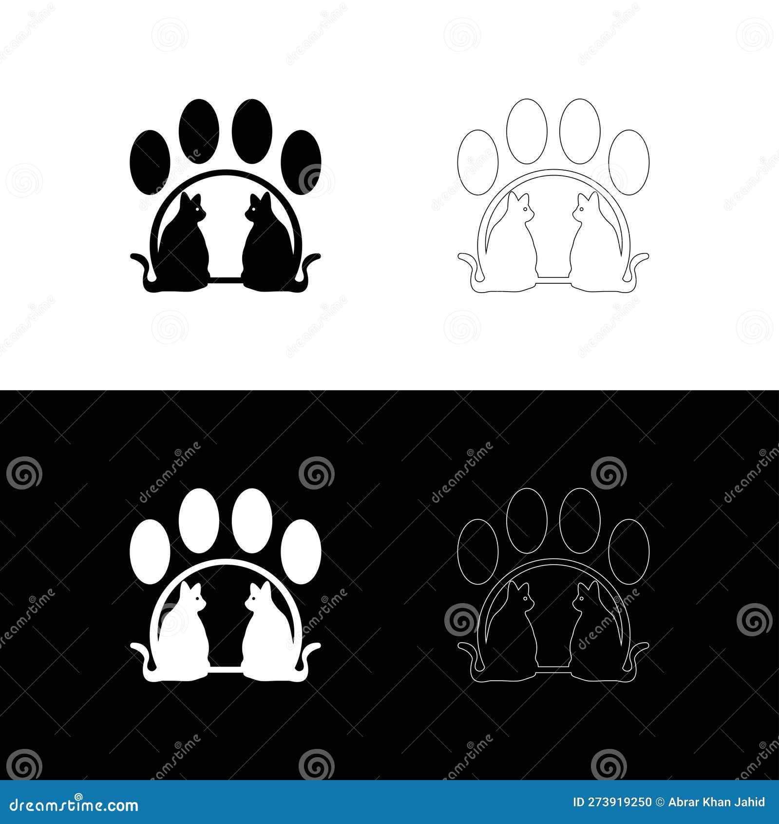 Paw Cat Animal Vector Logo Template Design Stock Vector - Illustration ...