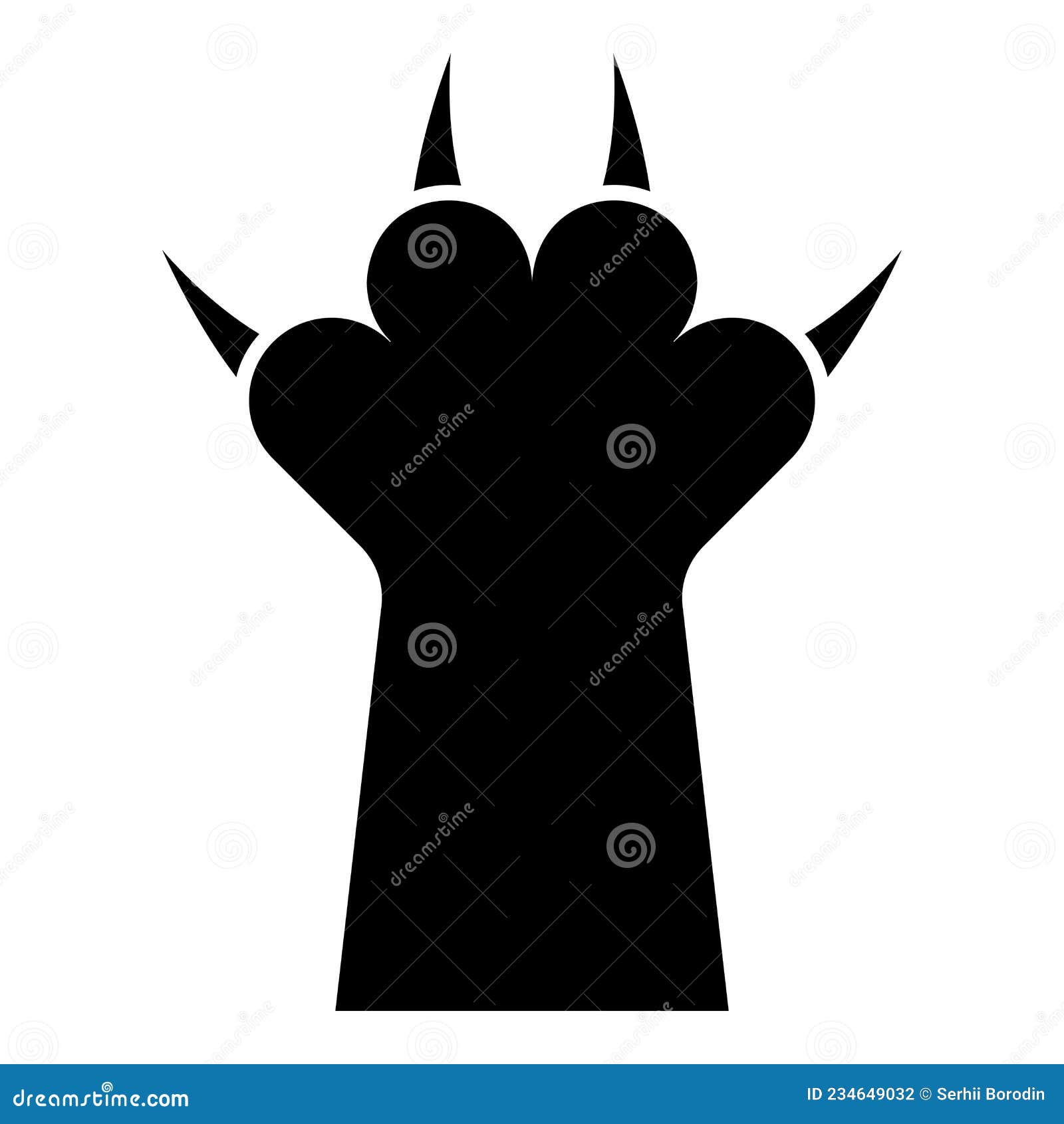 Paw with Claw Cat Icon Black Color Vector Illustration Flat Style Image ...
