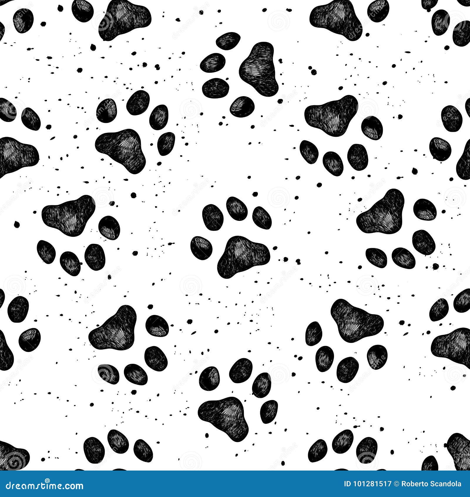 Paw of Dog Print Vector Texture Stock Vector - Illustration of ...