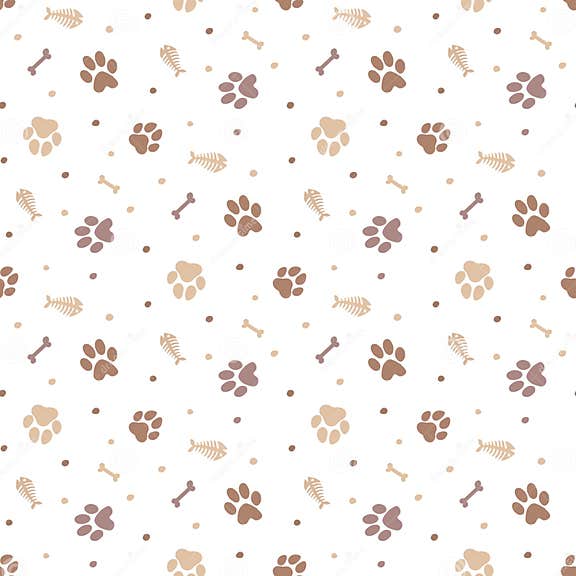 Paw, Fish Bone, Bone Pattern. Cute Color Design. Modern Print Stock ...