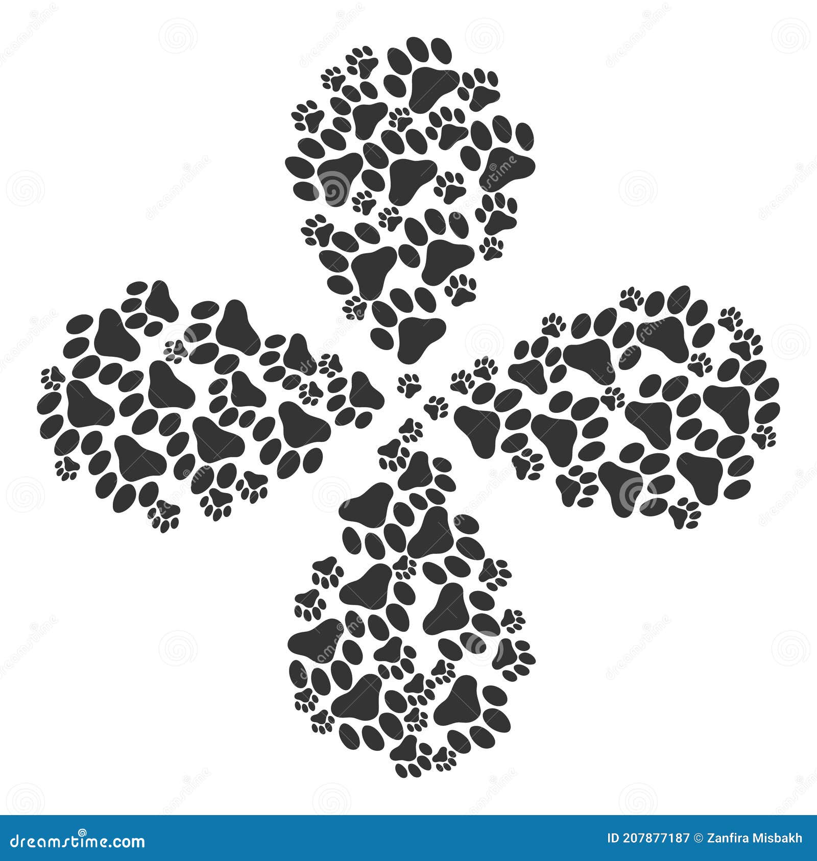 Paw Footprint Swirl Stream stock illustration. Illustration of petals ...