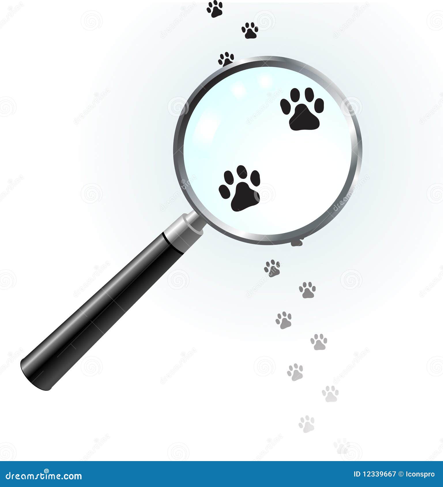 Paw Footprints Under Magnifying Glass Stock Vector - Illustration of ...