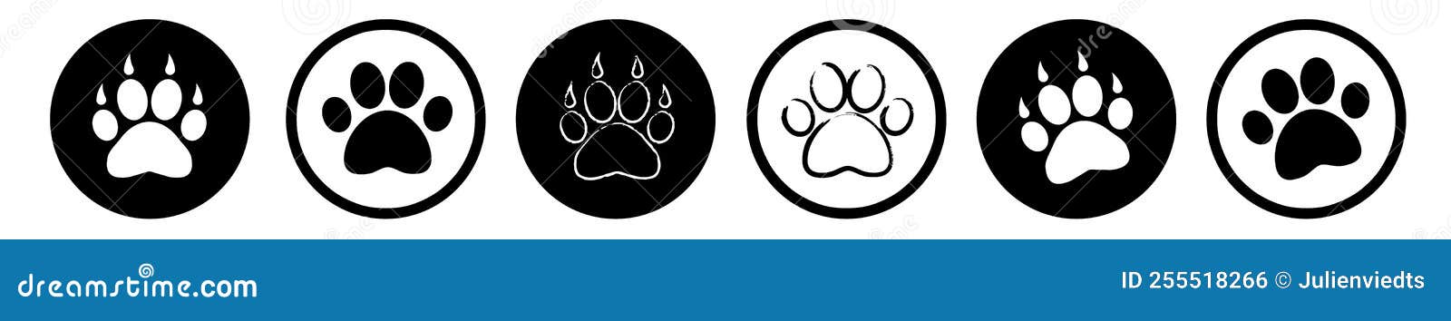 Paw Icon Collection. Animal Paws Icon Stock Vector - Illustration of ...