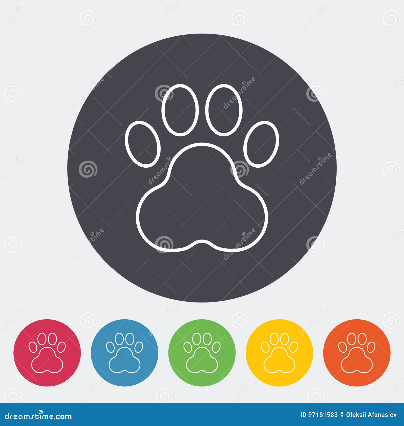 Paw icon stock vector. Illustration of isolated, cartoon - 97181583