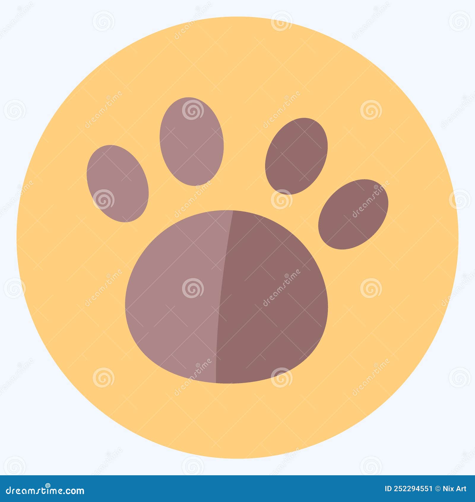 Paw Icon in Trendy Flat Style Isolated on Soft Blue Background Stock ...