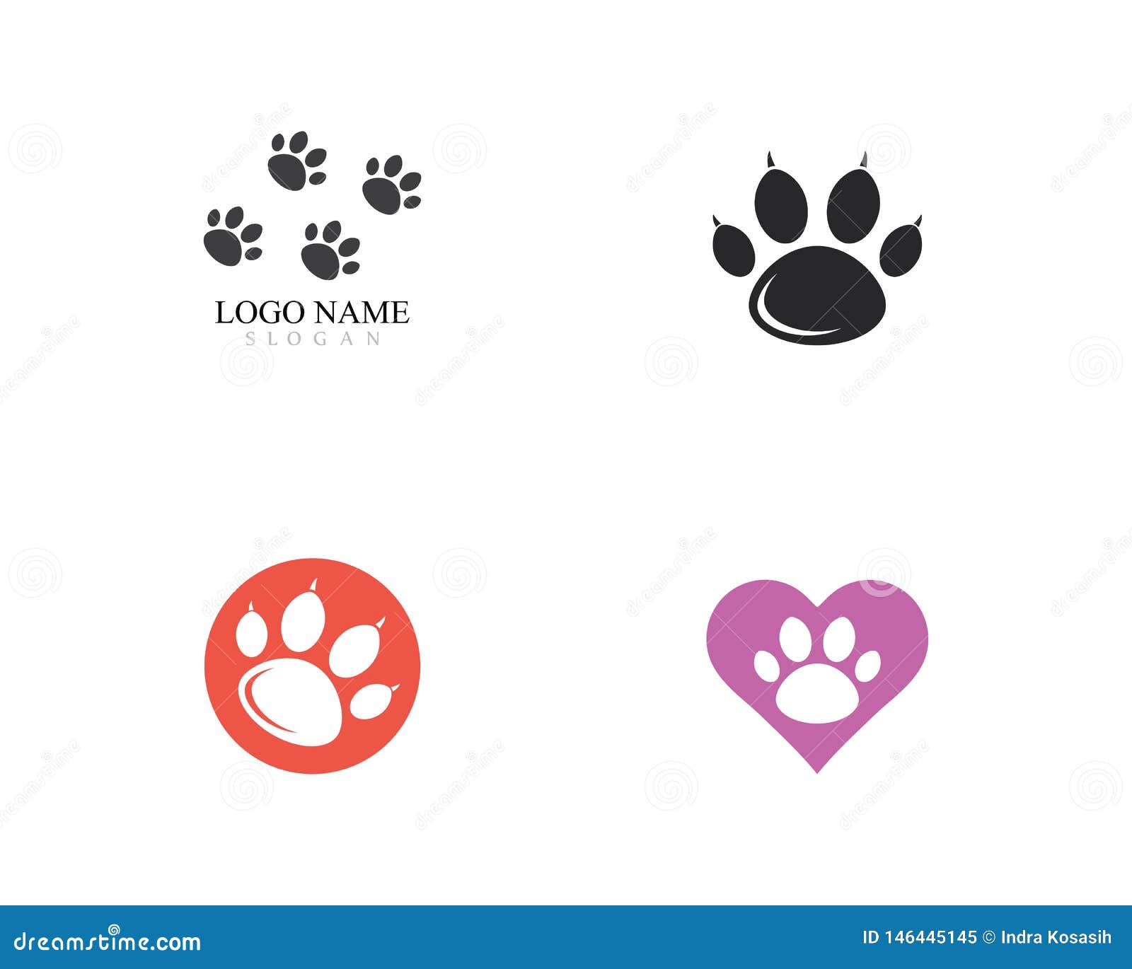 Paw logo template stock vector. Illustration of prints - 146445145