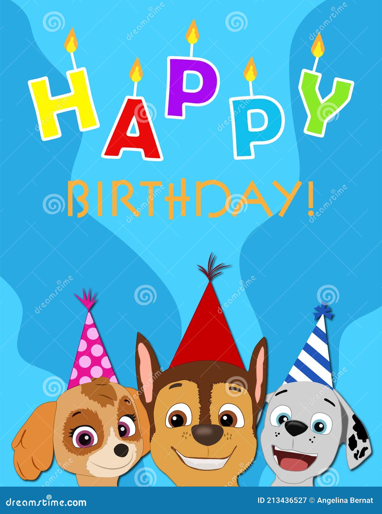 Paw Patrol Birthday Card Blue Royalty-Free Stock Photo | CartoonDealer ...