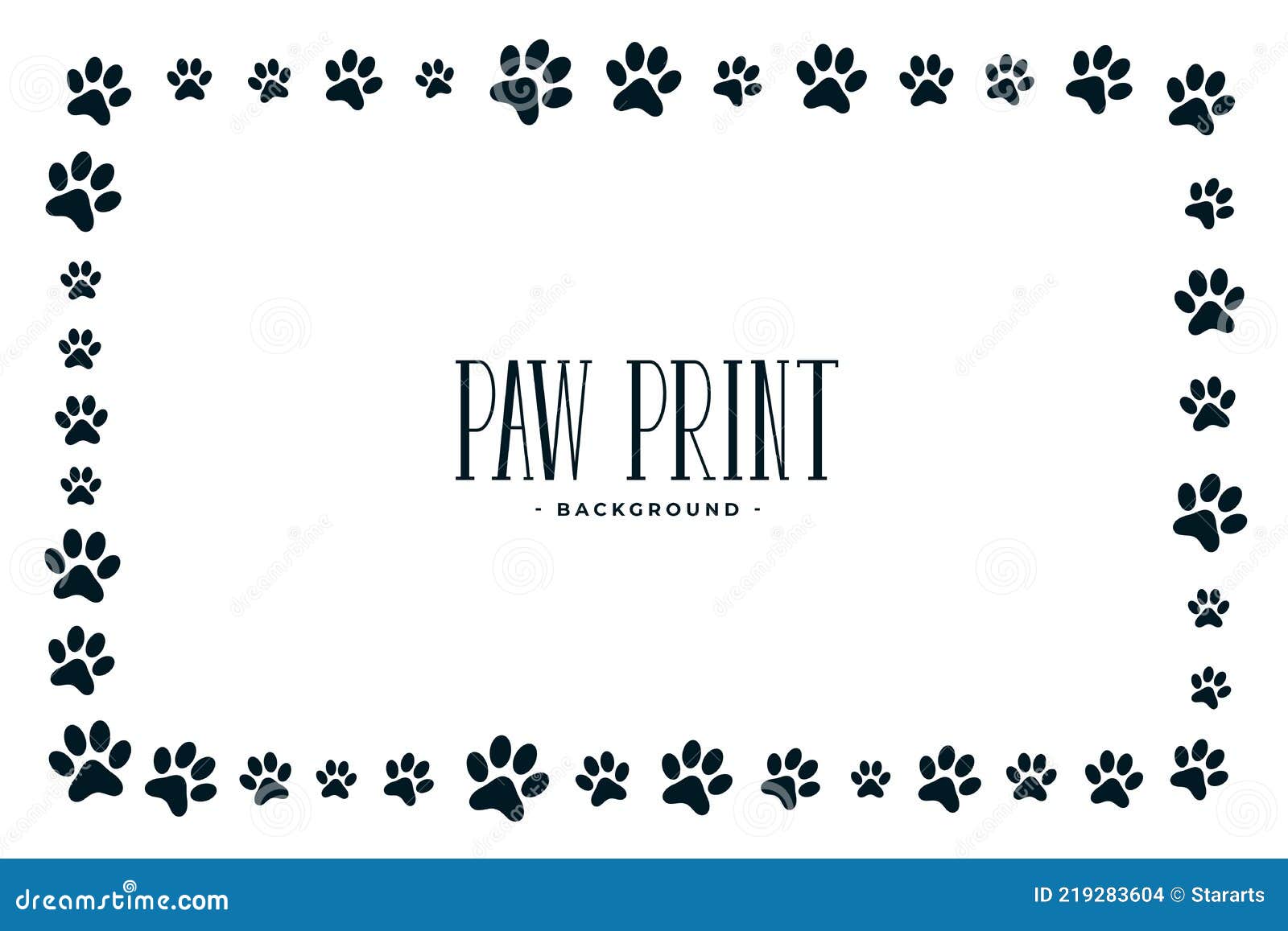 Paw Print Frame on White Background Stock Vector - Illustration of ...